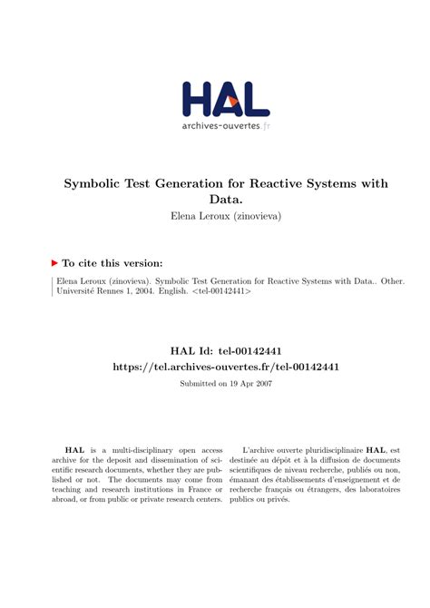 Pdf Symbolic Test Generation For Reactive Systems With Data