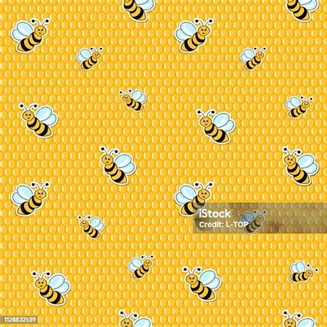 완벽 한 배경입니다 꿀 꿀벌의 이미지와 텍스처를 반복 벡터 만화 스타일의 일러스트 레이 션 0명에 대한 스톡 벡터 아트 및 기타 이미지 Istock