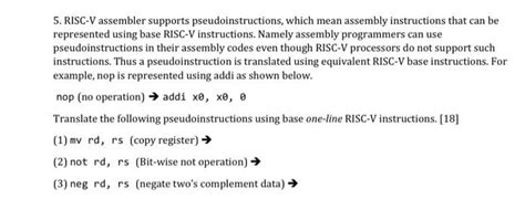 Solved 5 Risc V Assembler Supports Pseudoinstructions