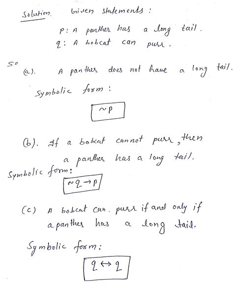 Solved Match Each Statement To Its Symbolic Form P A Panther Has A