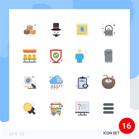 16 Thematic Vector Flat Colors And Editable Symbols Of Seats Pot Men Breakfast Hardware Editable