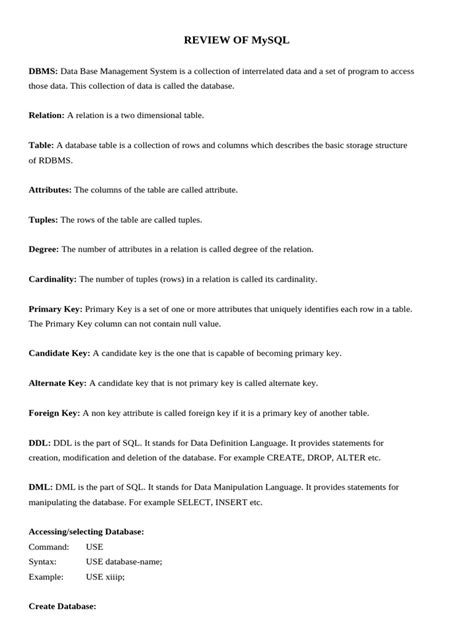 Informatics Practices Review Of Mysql Pdf