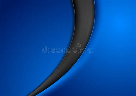 Blue And Black Glossy Smooth Liquid Waves Abstract Background Stock Illustration Illustration