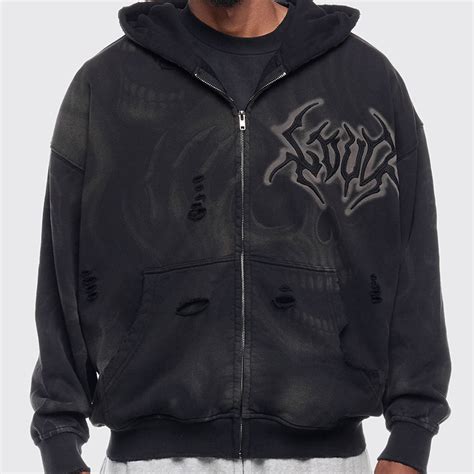 Ghost Skull Zip Up Hoodie Rolling Loud