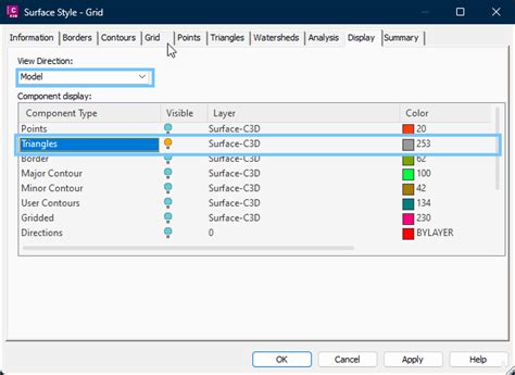 Adjust Civil 3d Surface Style For Display In Object Viewer And Model Viewer