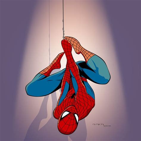 Spider Man Swinging Side View Spiderman Drawing Hanging Spider Man