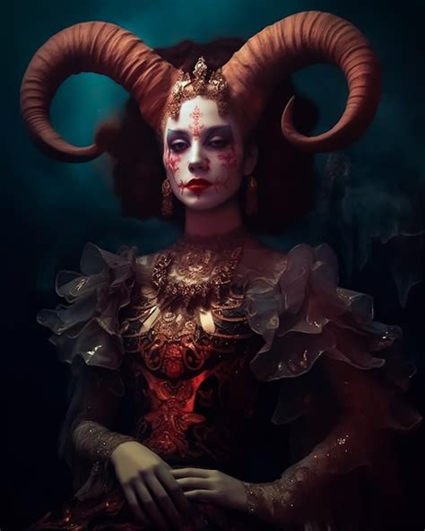 Premium Ai Image Minotaur Vintage Goddess On Her Throne In Full Royal