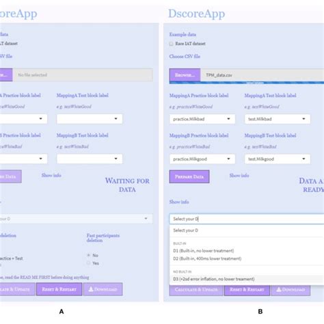 Input Panel A Data Correctly Uploaded B Data Ready For