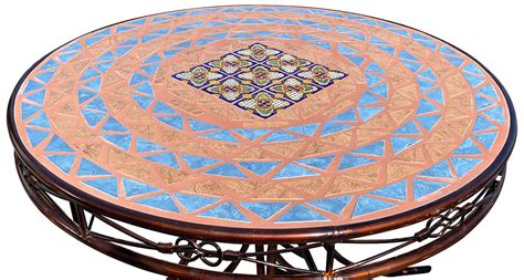 Metal And Tile Top Patio Dining Table Set With Four Chairs 48 Diameter