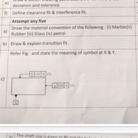Questions E Draw A Sketch Showing Basic Size Lower Deviation Upper De