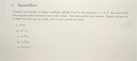 Solved Consider The Domain Of Integer Numbers And Let P X Chegg