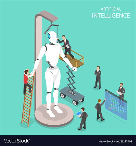 Artificial Intelligence Flat Isometric Royalty Free Vector