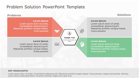 Hexagonal Problem Solution Layout In Red And Green Powerpoint Template