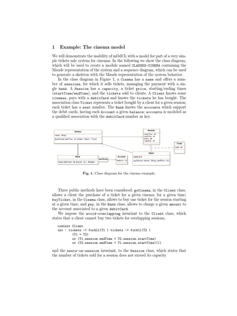 Fig 1 Class Diagram For The Cinema Example Pdf Debit Card Banking