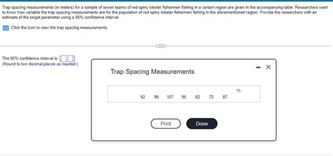 [solved] trap spacing measurements in meters for a sample of seven