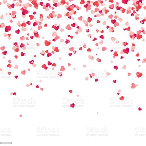 콘 페티 심장입니다 떨어지는 빨간색과 분홍색 종이 마음 꽃잎으로 발렌타인 데이 여자 어머니 날 배경 인사말 결혼 카드입니다 2 월 14 일 사랑 해요 흰색 배경 디자인에