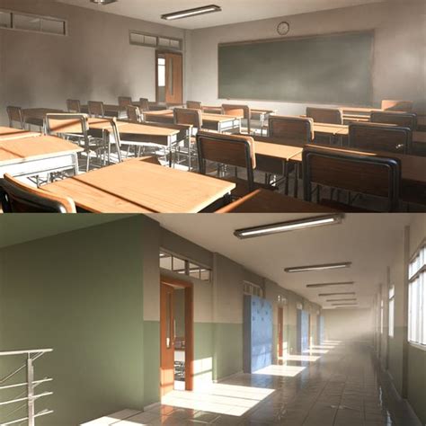 Blenderkit Download The School Hallway And Classroom Scene