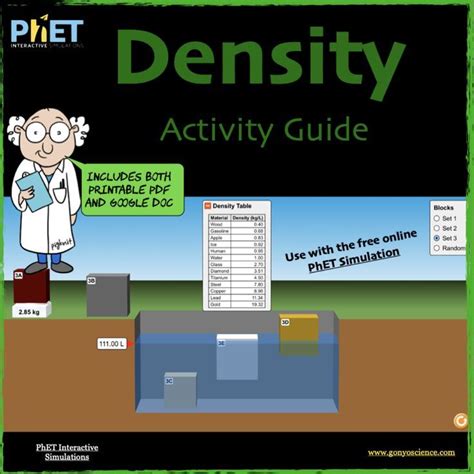 Phet Density Activity Guide Density Activities Science Lessons