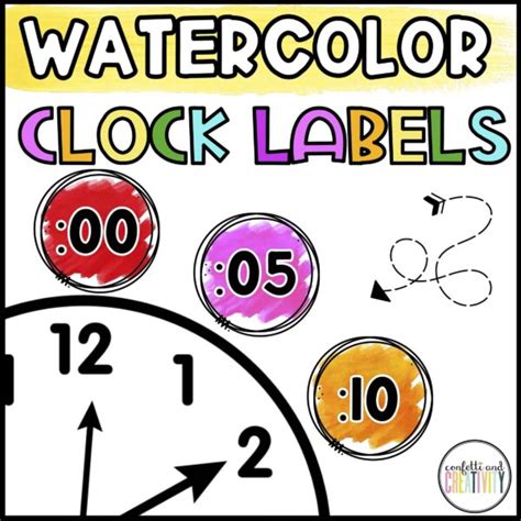 Watercolor Clock Labels Confetti And Creativity