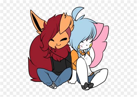 E621 Anthro Chibi Duo Eeveelution Female Flareon Freeze Pop88 Cartoon Hd Png Download