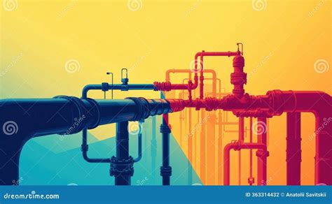 Infographic Illustrating Gas Pipeline Systems And Flow Patterns In