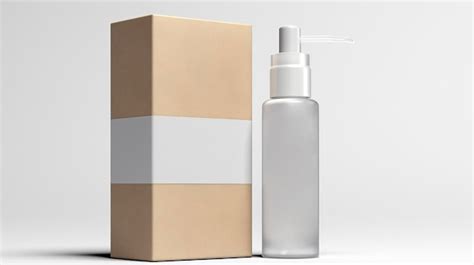 Premium Ai Image Cosmetics Pump Bottle With Box Mockup