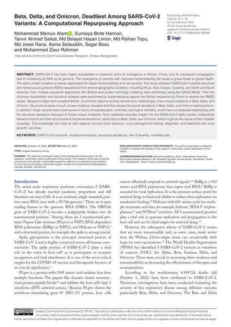 Pdf Beta Delta And Omicron Deadliest Among Sars Cov 2 Variants A Computational Repurposing