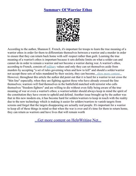 Ppt Warrior Ethos Essay Powerpoint Presentation Free Download Id