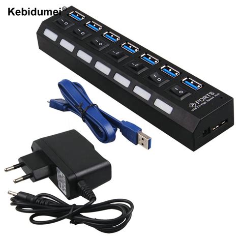 7 Ports Usb 3 0 Hub Splitter High Speed Usb Hub Splitter Adapter Switch Usb 3 0 Cable Power