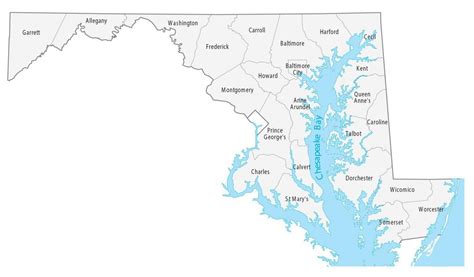 Maryland Counties Map 1800x1093
