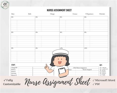 Charge Nurse Assignment Sheet Template Rn And Cna Assignments Etsy