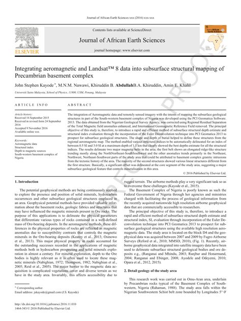 Pdf Integrating Aeromagnetic And Landsat™ 8 Data Into Subsurface