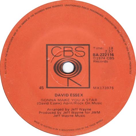 David Essex Gonna Make You A Star Window Cbs Australia Ba 222116 7 Single 45cat