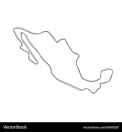 Mexico Simplified Sketch Map Royalty Free Vector Image