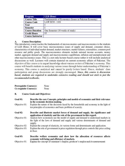 Economics Course Outline Law Econ 1101 Download Free Pdf Cost Of Living Economics