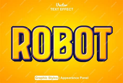 Premium Vector | Robot text effect with orange color graphic editable style