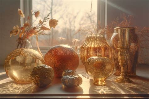ai generated illustration of an array of colorful vases and apples are