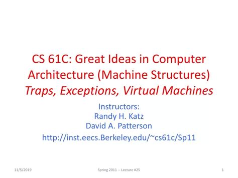 Ppt Instructors Randy H Katz David A Patterson Insteecsberkeley~cs61csp11 Powerpoint