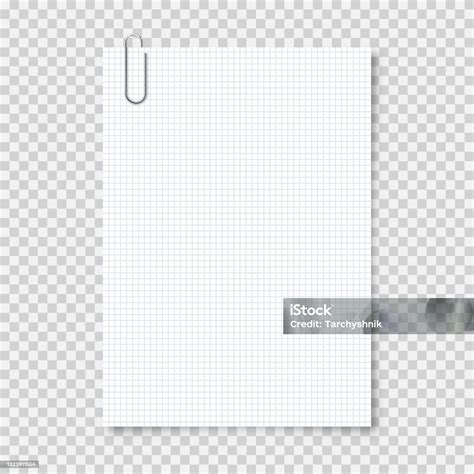 투명 한 배경에 홀더 금속 클립a4 형식의 현실적인 빈 종이 시트 노트북 페이지 문서 템플릿 또는 모형을 디자인합니다 벡터 일러스트레이션 0명에 대한 스톡 벡터 아트 및