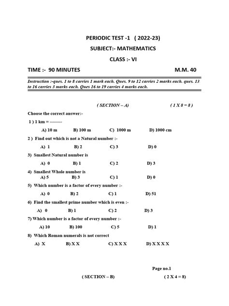 Pt 1 2023 Maths Vi Mod Pdf Numbers Arithmetic