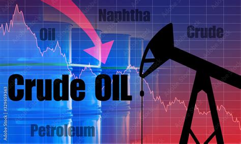 Crude Oil Logo Next To The Pump Concept Crude Oil Getting Cheaper Oil Pumping Tower Concept