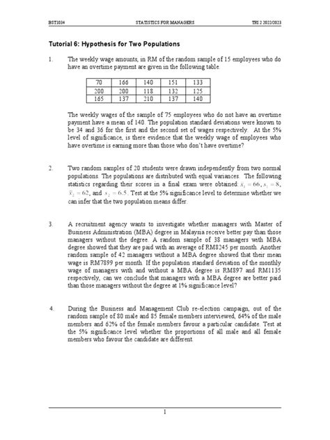 Tutorial 6 Pdf Statistical Significance Overtime