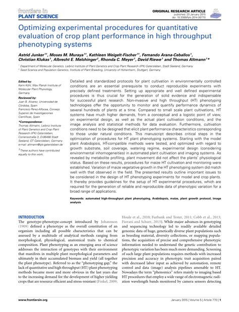 Pdf Optimizing Experimental Procedures For Quantitative Evaluation Of