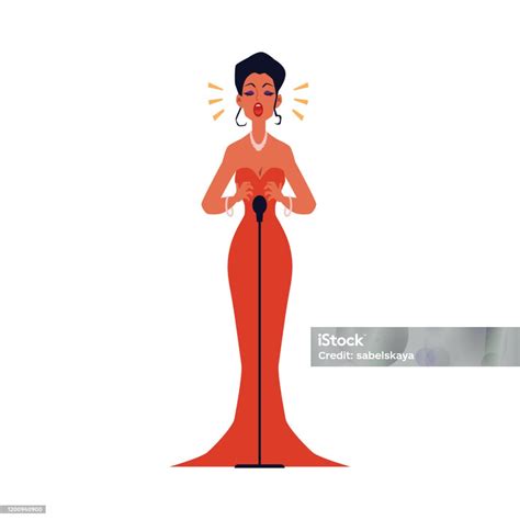 오페라 또는 재즈 콘서트 여성 가수 플랫 벡터 일러스트 레이션 격리 1940 1949 년에 대한 스톡 벡터 아트 및 기타 이미지 1940 1949 년 1950 1959