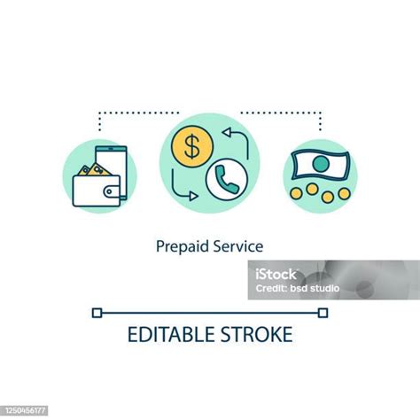 선불 서비스 개념 아이콘입니다 통신 로밍 Sms 및 통화 인터넷 연결 아이디어 씬 선 일러스트 벡터 절연 윤곽선 Rgb 색상 도면 편집 가능한 스트로크 0명에 대한 스톡