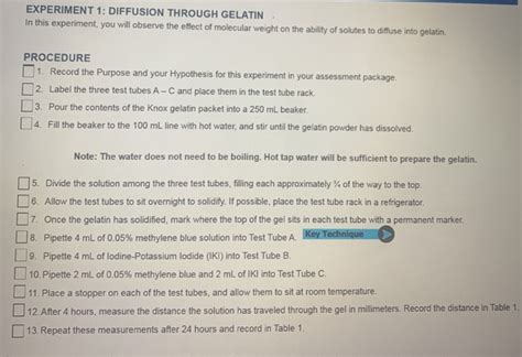 Solved Experiment 1 Diffusion Through Gelatin Data