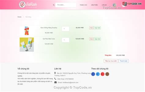 Sarah Website Bán Mỹ Phẩm Full Chức Năng Giao Diện đẹp Bắt Mắt Sử