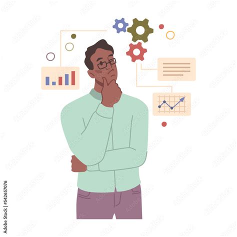 Theoretical Type Of Thinking Isolated Man With Mindset Male Personage