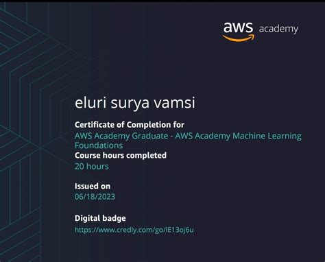 Eluri Surya Vamsi On Linkedin Machinelearning Aws Awsacademy