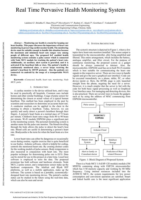 Pdf Real Time Pervasive Health Monitoring System